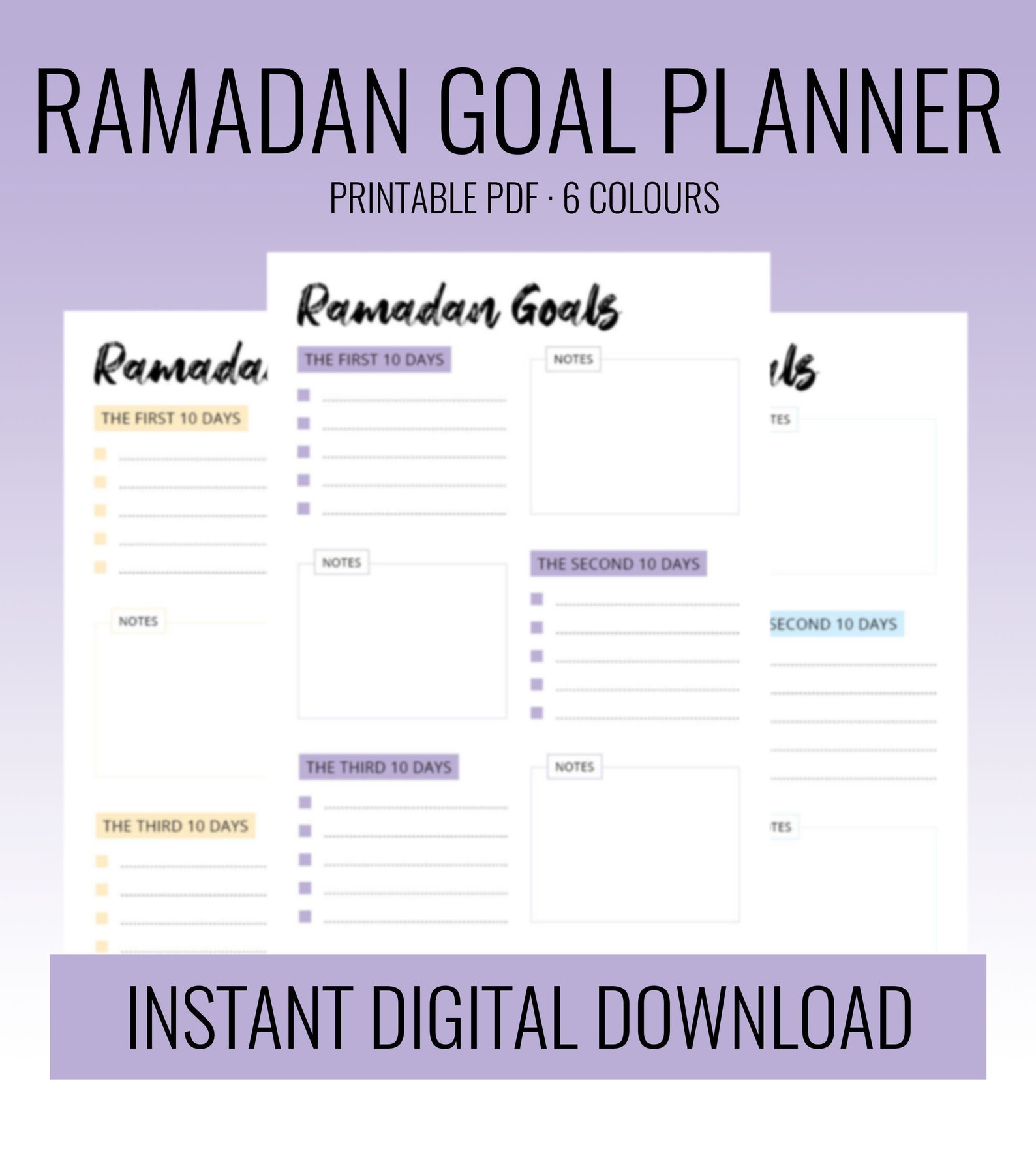 Ramadan 2024 Goal Planner Printable 6 Colors A4 Portrait Digital ...