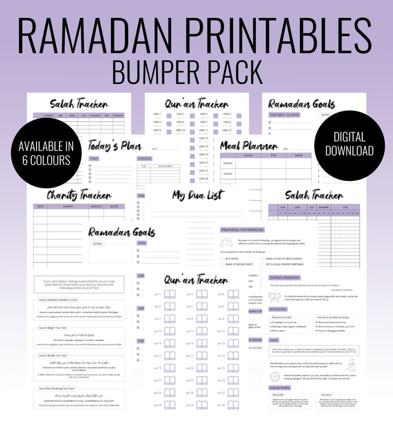 Ramadan 2025 Printables Bumper Pack Bundle | 6 Colors | A4 Digital ...
