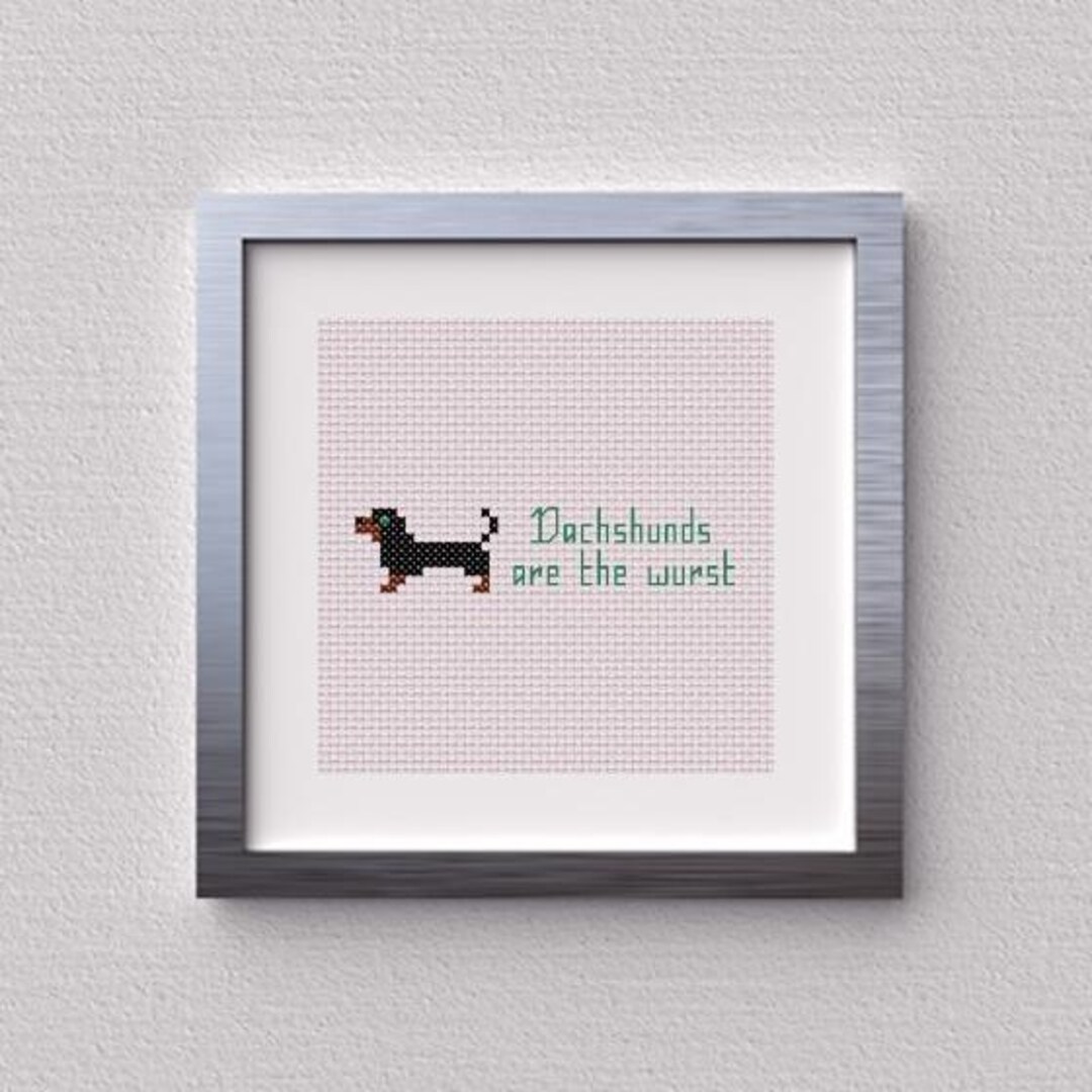 Weiner Dog - Dachshunds Are the Wurst - Cross Stitch PATTERN - 4 Inch ...