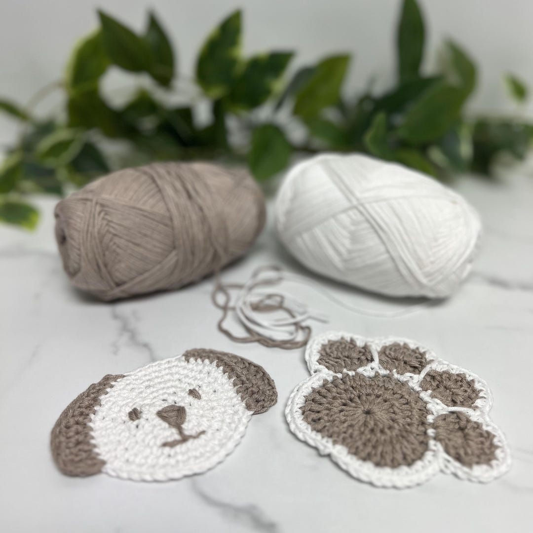 Fido - Puppy Paw and Face Crochet Coaster PATTERN Set - PDF (digital ...
