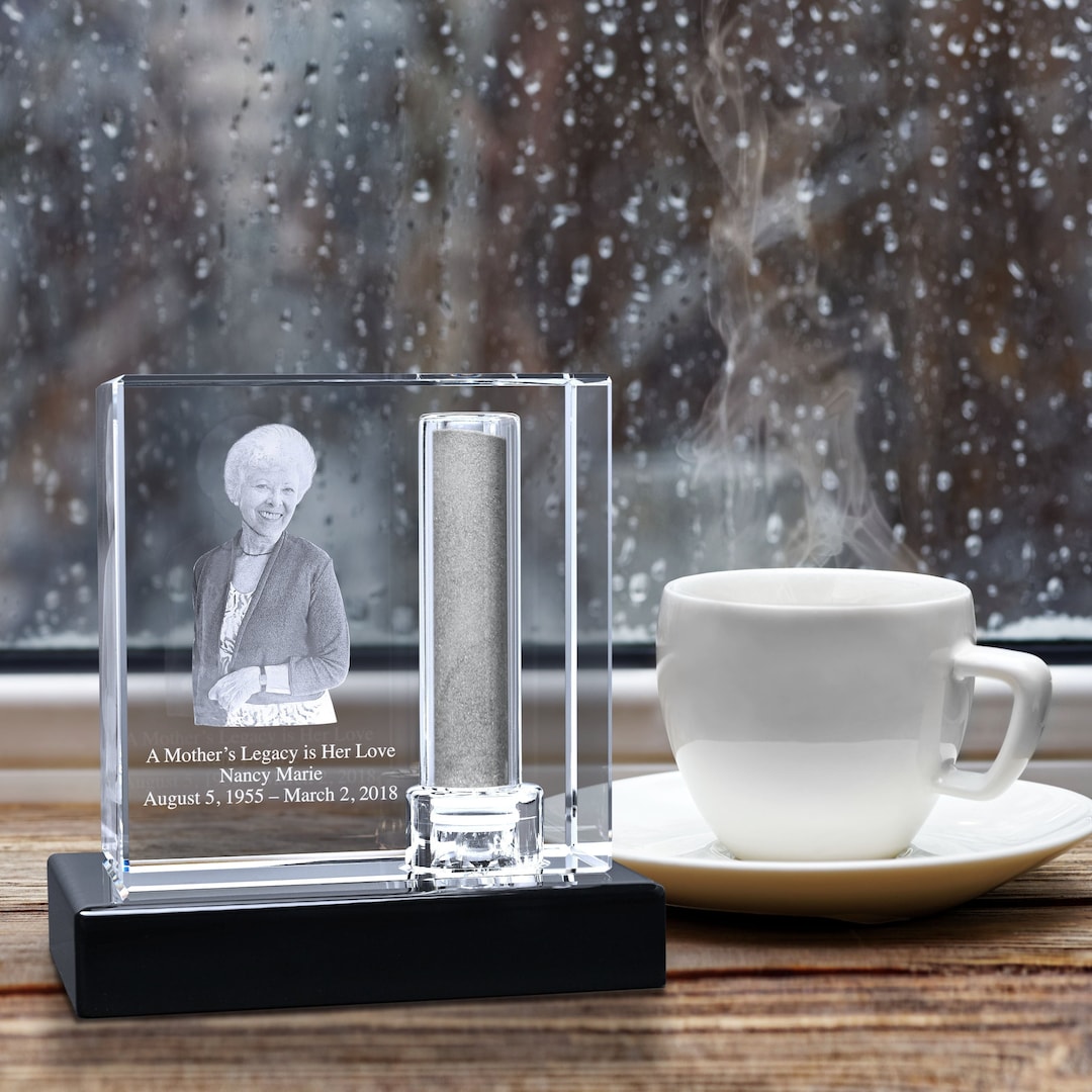 Custom Urn for Human Ashes, Crystal Urn With Picture, Loss of ...