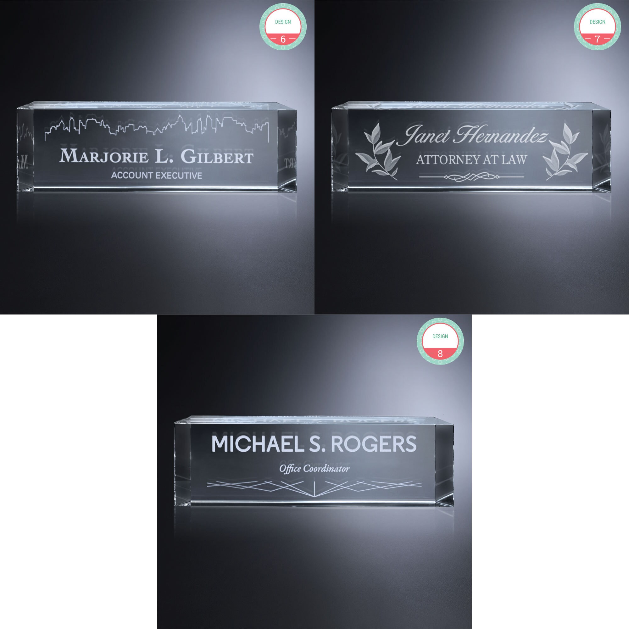 Personalized Glass Desk Nameplate, Custom Office Plaque, Gift for ...