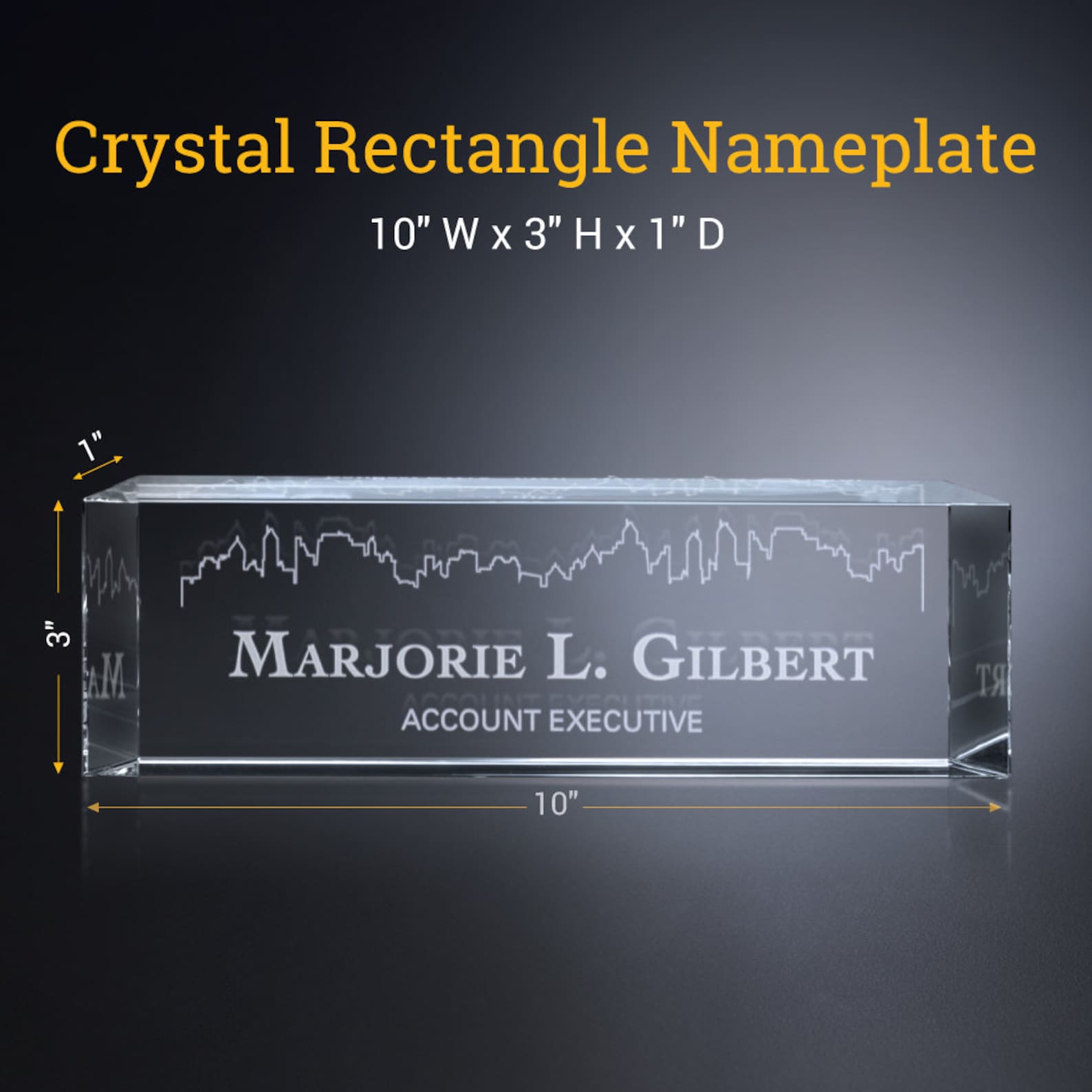 Personalized Glass Desk Nameplate, Custom Office Plaque, Gift for ...
