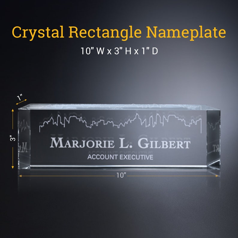 Personalized Glass Desk Nameplate, Custom Office Plaque, Gift for ...