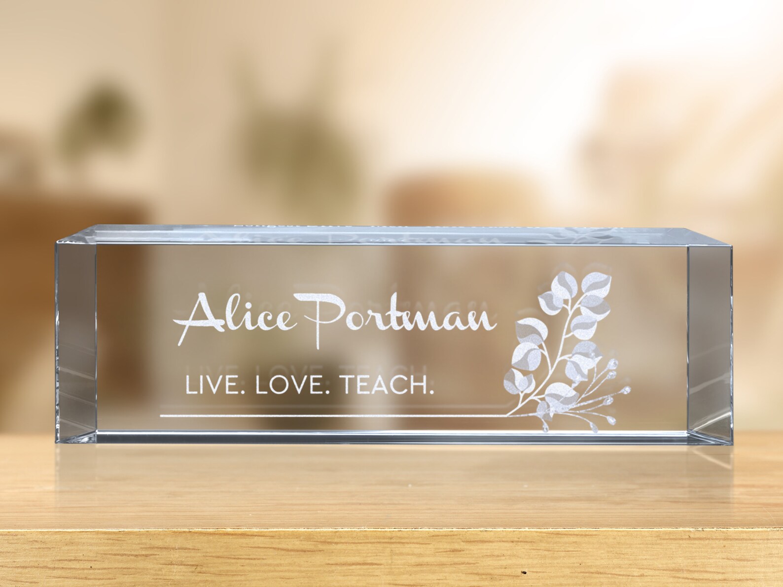 Personalized Glass Desk Nameplate, Custom Office Plaque, Gift for ...