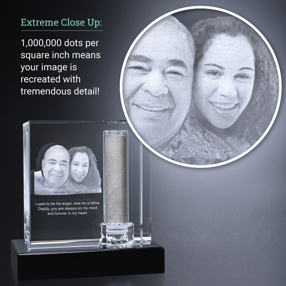 Custom Crystal Urn With 3D Picture Holds Ashes Personalized - Etsy