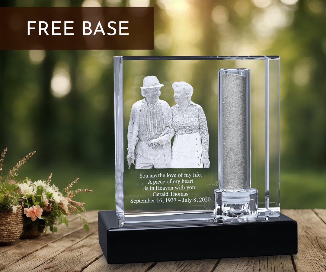Custom Crystal Urn With 3D Picture Holds Ashes - Personalized Cremains ...