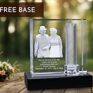 Custom Crystal Urn With 3D Picture Holds Ashes - Personalized Cremains ...