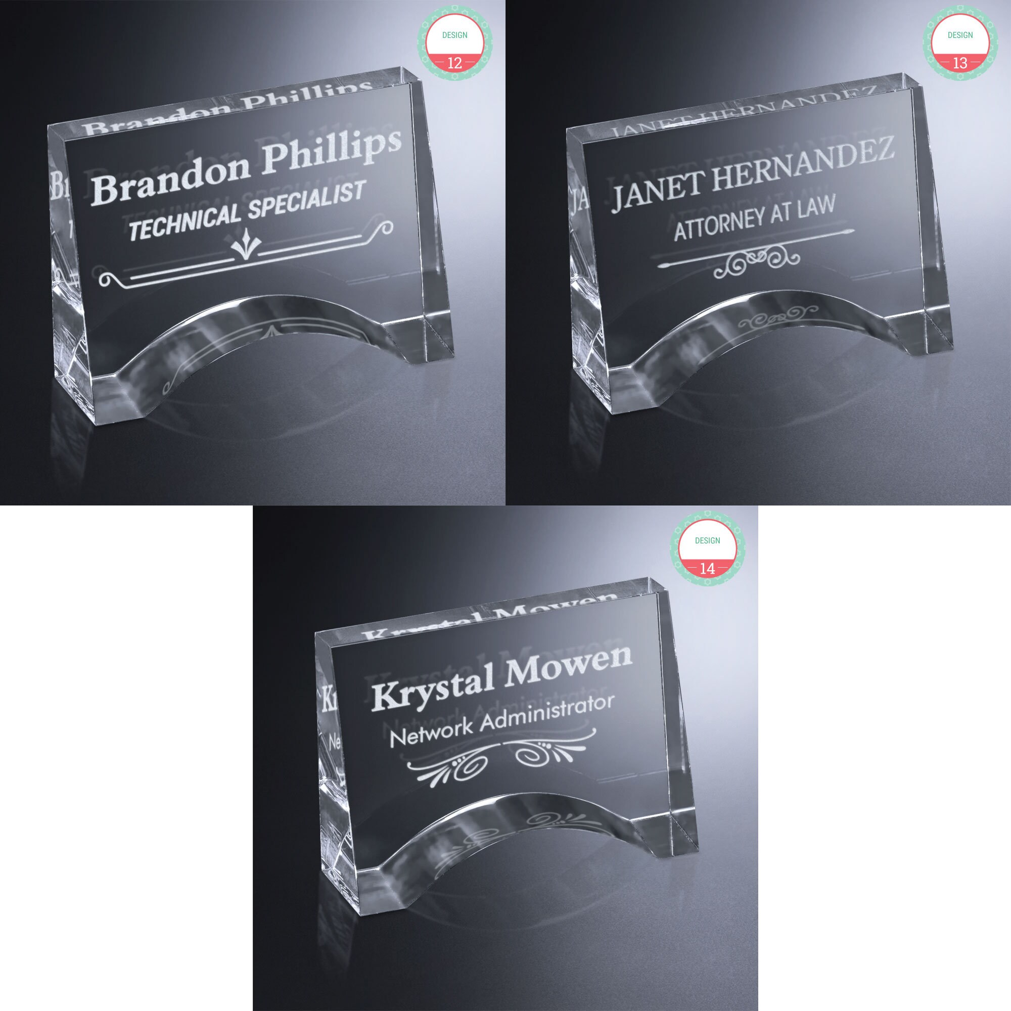 Custom Crystal Nameplate Office Plaque Personalized Name - Etsy