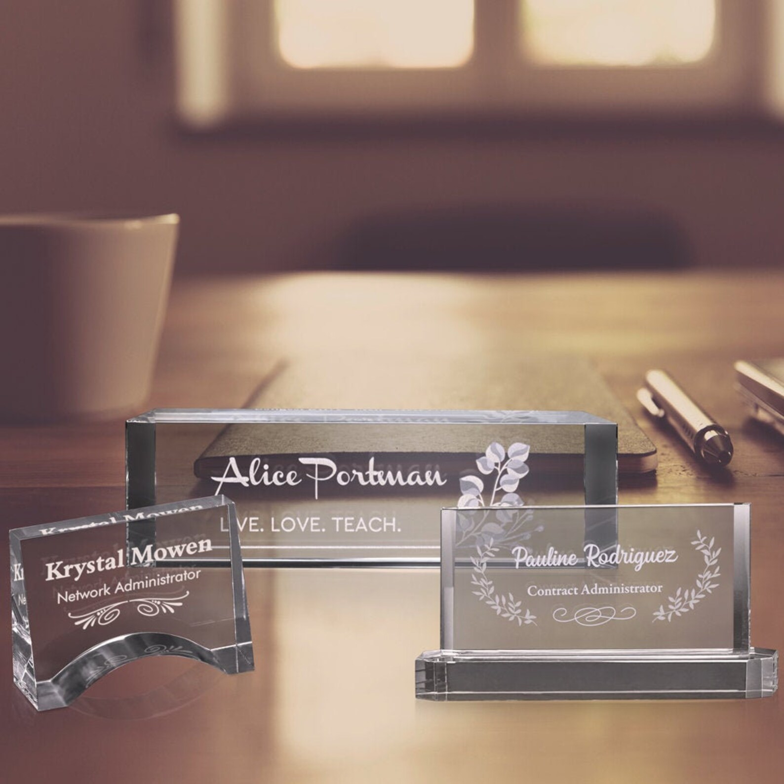Personalized Glass Desk Nameplate Custom Office Plaque Gift | Etsy