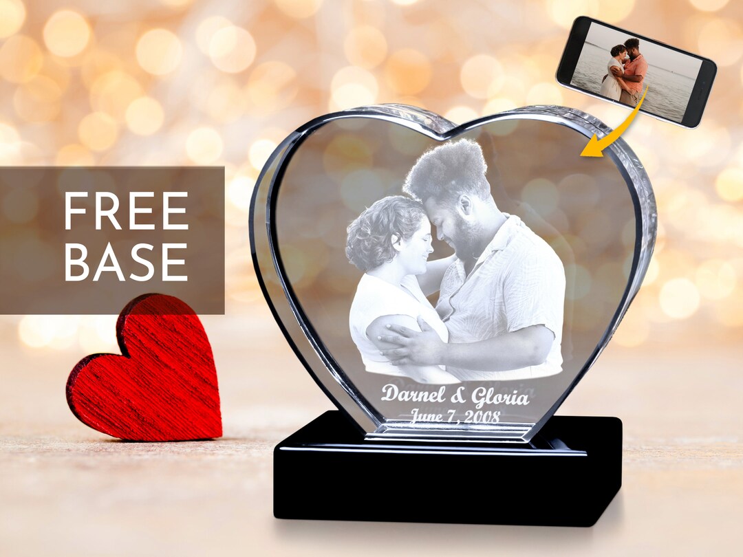 3D Crystal Heart, Photo Gift, Crystal Keepsake, Personalized Gift, 3D ...