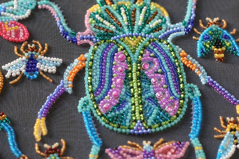DIY Bead Embroidery Kit Beetles, GIFT Size: 9.4"×13" (24×33 Cm) - Etsy ...