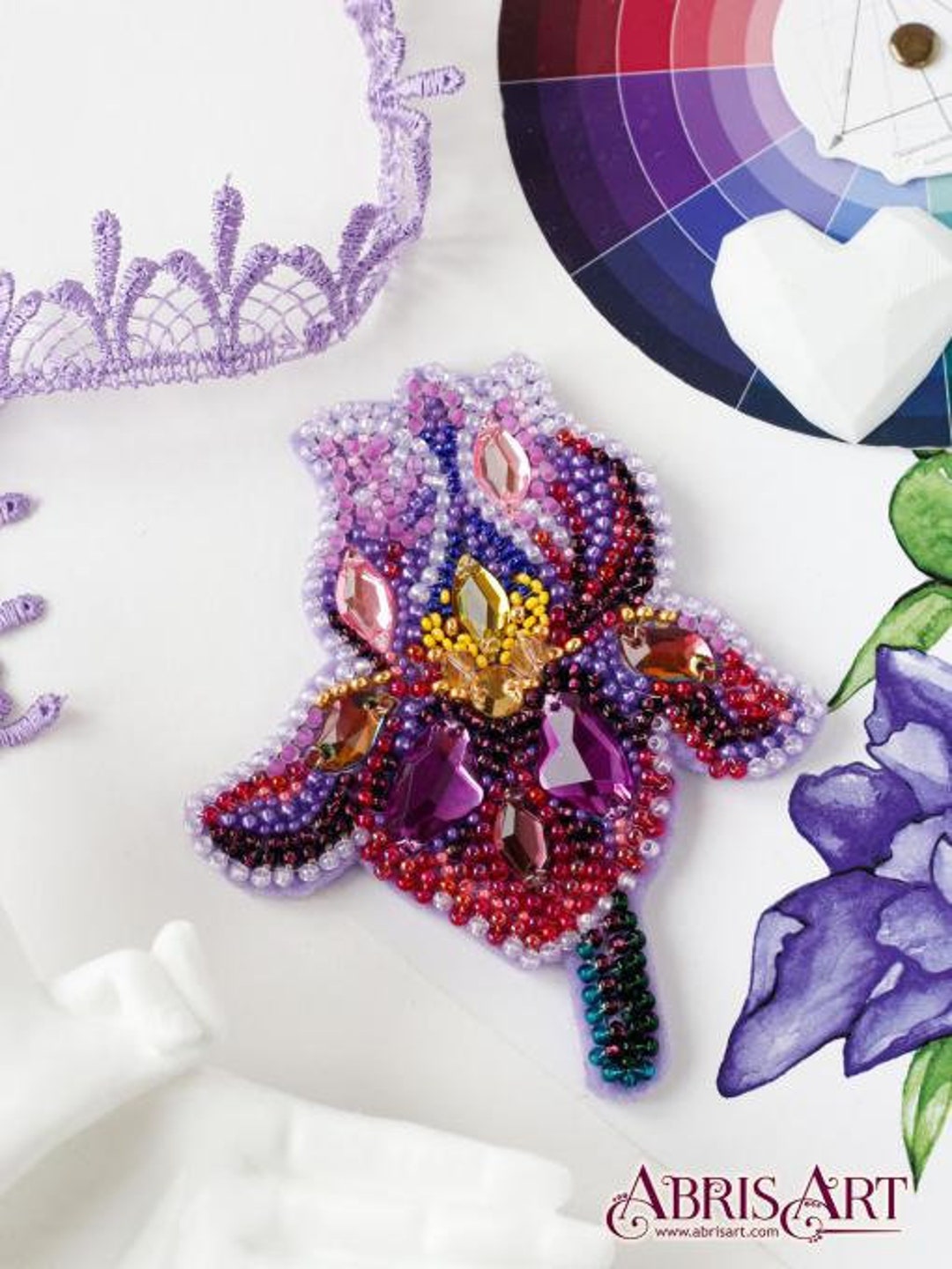 DIY Bead Brooch Kit flower Bead Embroidery Kit - Etsy