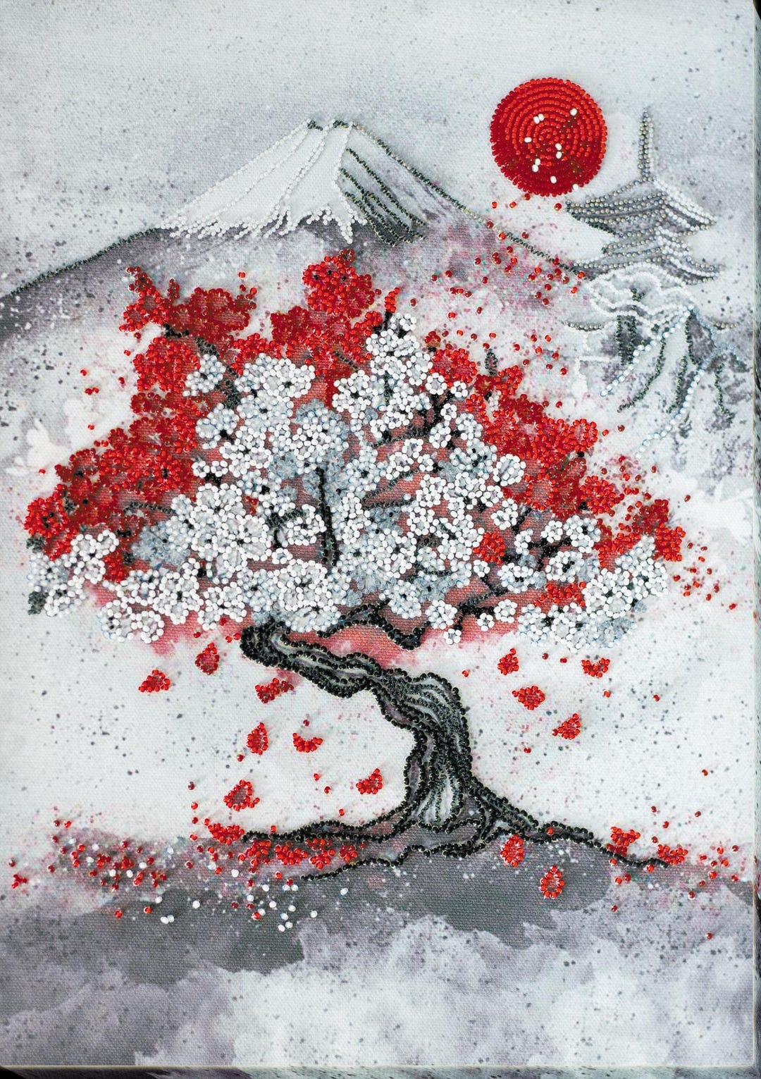 DIY Bead Embroidery Kit Sakura, GIFT. Size: 9.8"×15.7" (25x35 Cm ...