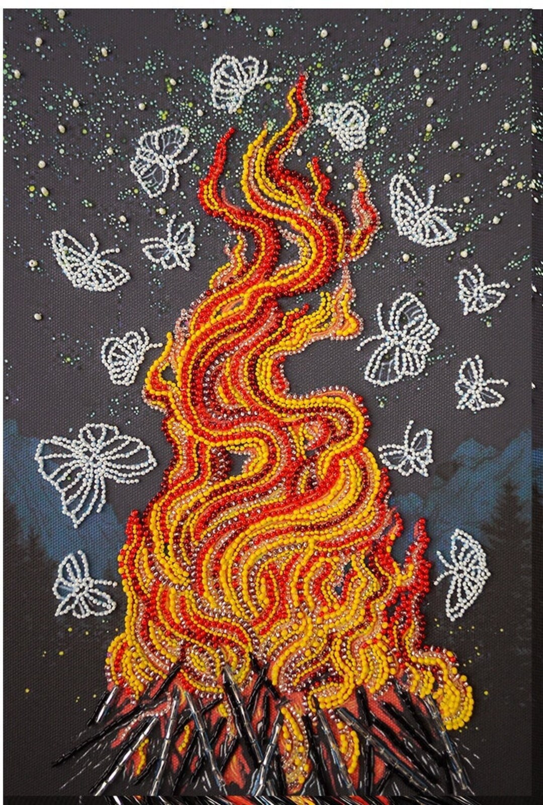 DIY Bead Embroidery Kit Bonfire, GIFT Size: 7.9"×11.8" (20×30 Cm ...
