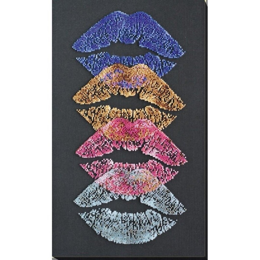 DIY Bead Embroidery Kit colored Lips Art Fashion Size: 10.618.9 2748 сm ...
