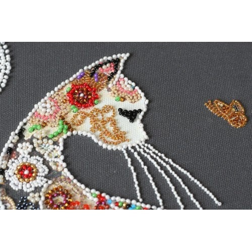 DIY Bead Embroidery Kit Cat and Butterfly, GIFT Size: 9.8"×15.3" (25×35 ...