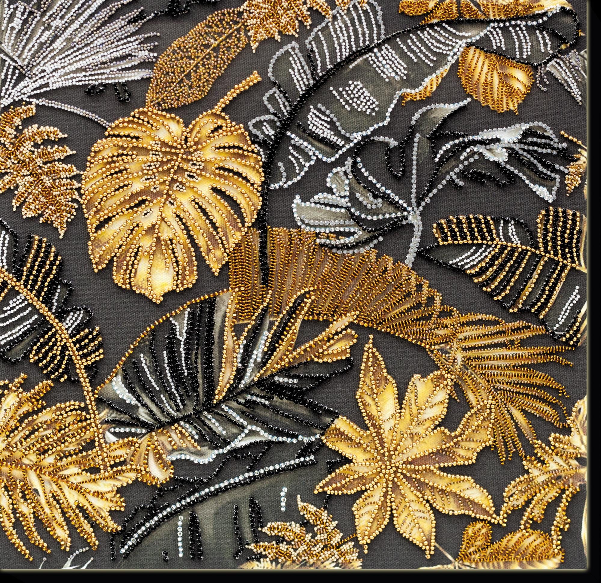 DIY Bead Embroidery Kit Golden Tropics Size: 11.8"×11.8" (30×30 Cm ...