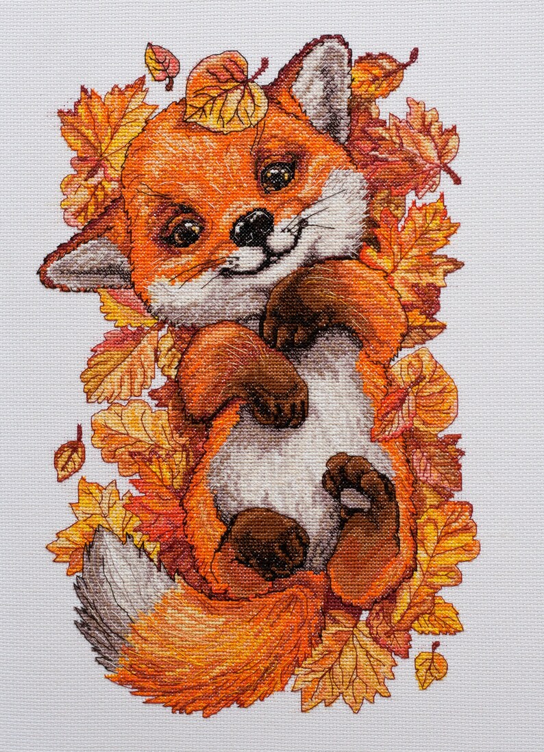 DIY Cross Stitch Kit on Canvas fox GIFT. Size: - Etsy