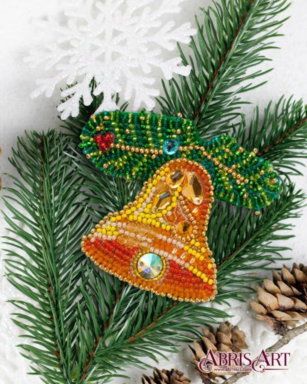 DIY Bead Brooch Kit bell Bead Embroidery Kit Size: 2.73.2 7x8.2 Cm ...