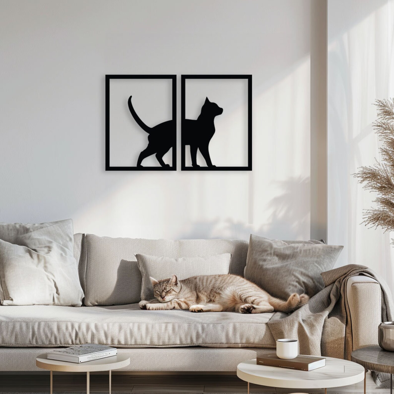 Wall Art Cat Laser Cut Vector Files, Cat Dxf, Cat Silhouette, Cat Svg ...