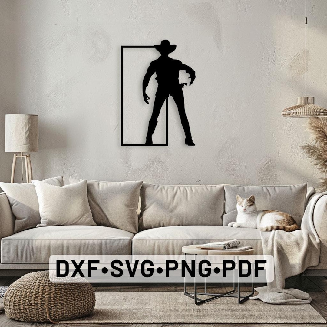 Cowboys Cowboy Gunslinger Laser Cut Dxf Glowforge Svg Wall Art, Cowboy ...
