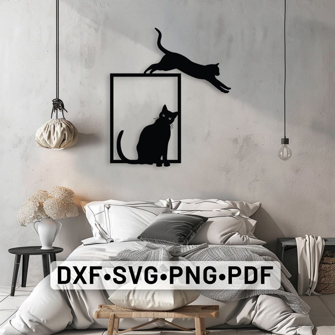 Cnc Cutting Cute Cat Laser Cut Vector Files, Cat Dxf, Cat Silhouette ...