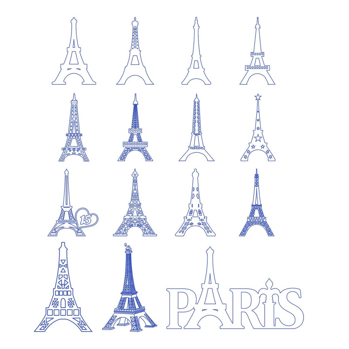 15 Eiffel Tower Laser Cut Bundle, Eiffel Tower Dxf, Eiffel Tower Cut ...