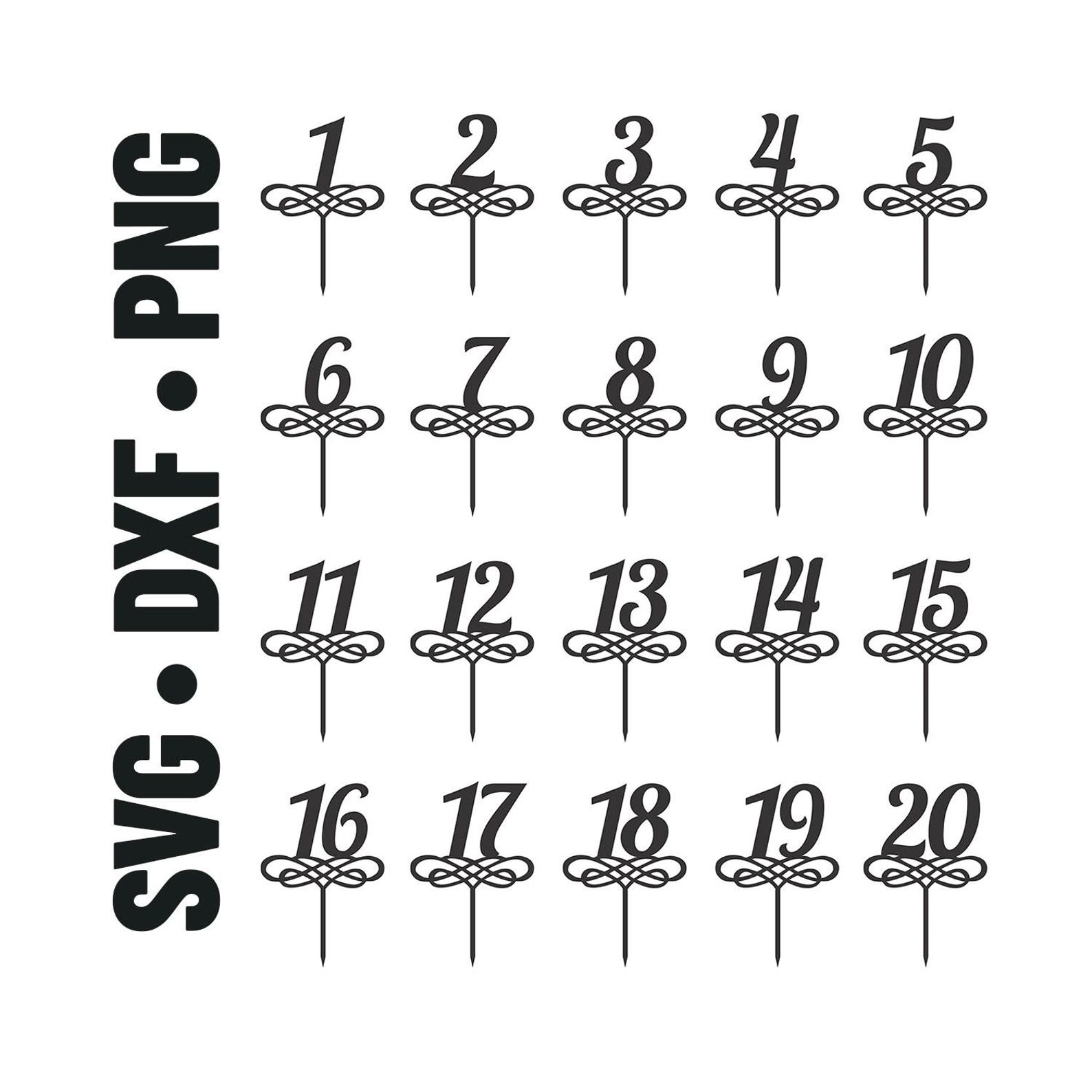 Topper Svg Set of Numbers Cake Topper Svg Mega Bundle, Cake Topper Set ...