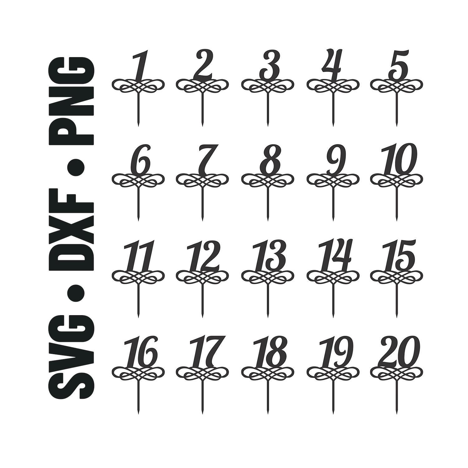 Topper Svg Set of Numbers Cake Topper Svg Mega Bundle, Cake Topper Set ...