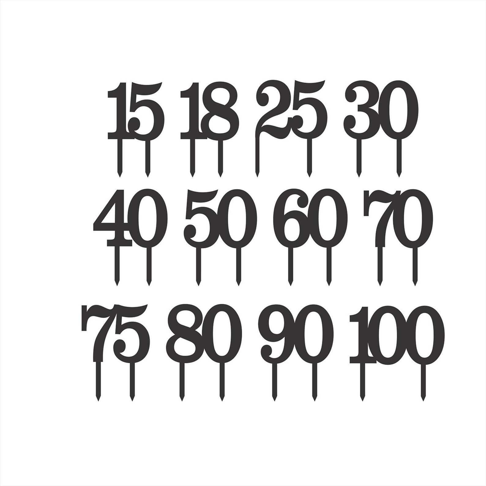 Topper Svg Set of Numbers Cake Topper Svg Mega Bundle, Cake Topper Set ...