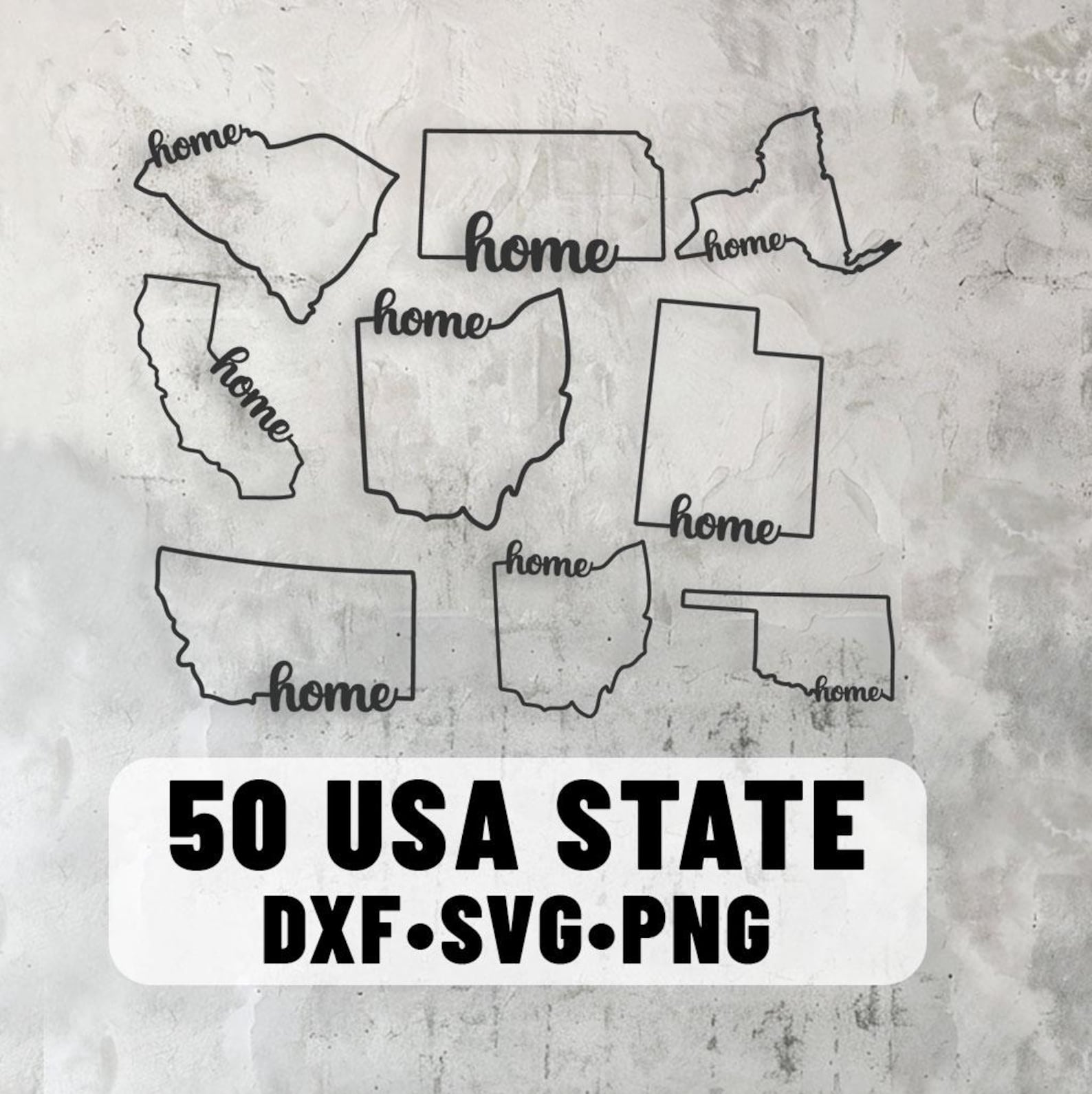 All 50 Usa America States Outline Dxf Svg Bundle, United States Svg ...