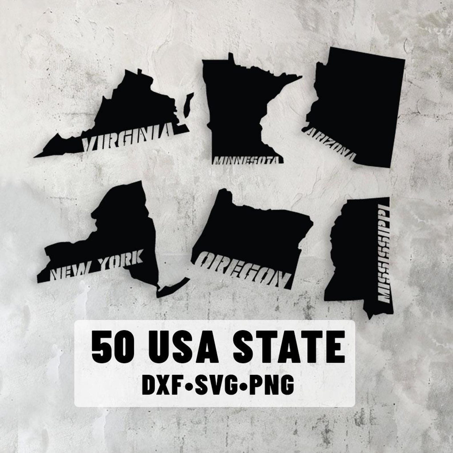 All 50 America Usa States Dxf Svg Silhouettes , United States Svg, Usa ...
