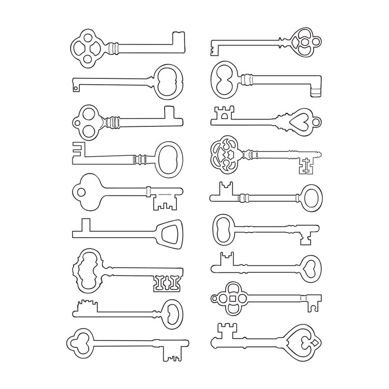 47 Skeleton Keys Laser Cut Dxf Bundle, Skeleton Key Clipart, Vintage ...