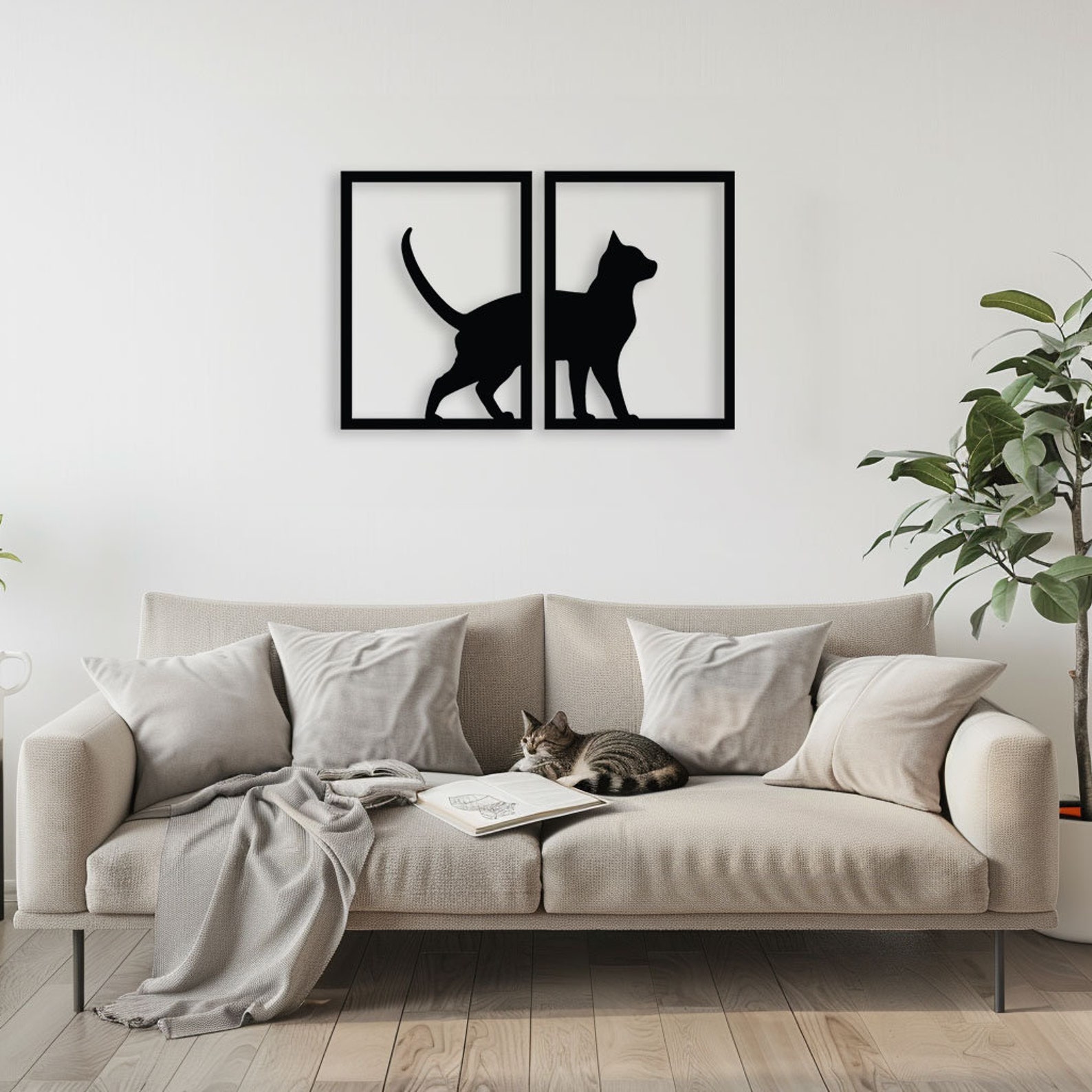 Wall Art Cat Laser Cut Vector Files, Cat Dxf, Cat Silhouette, Cat Svg ...