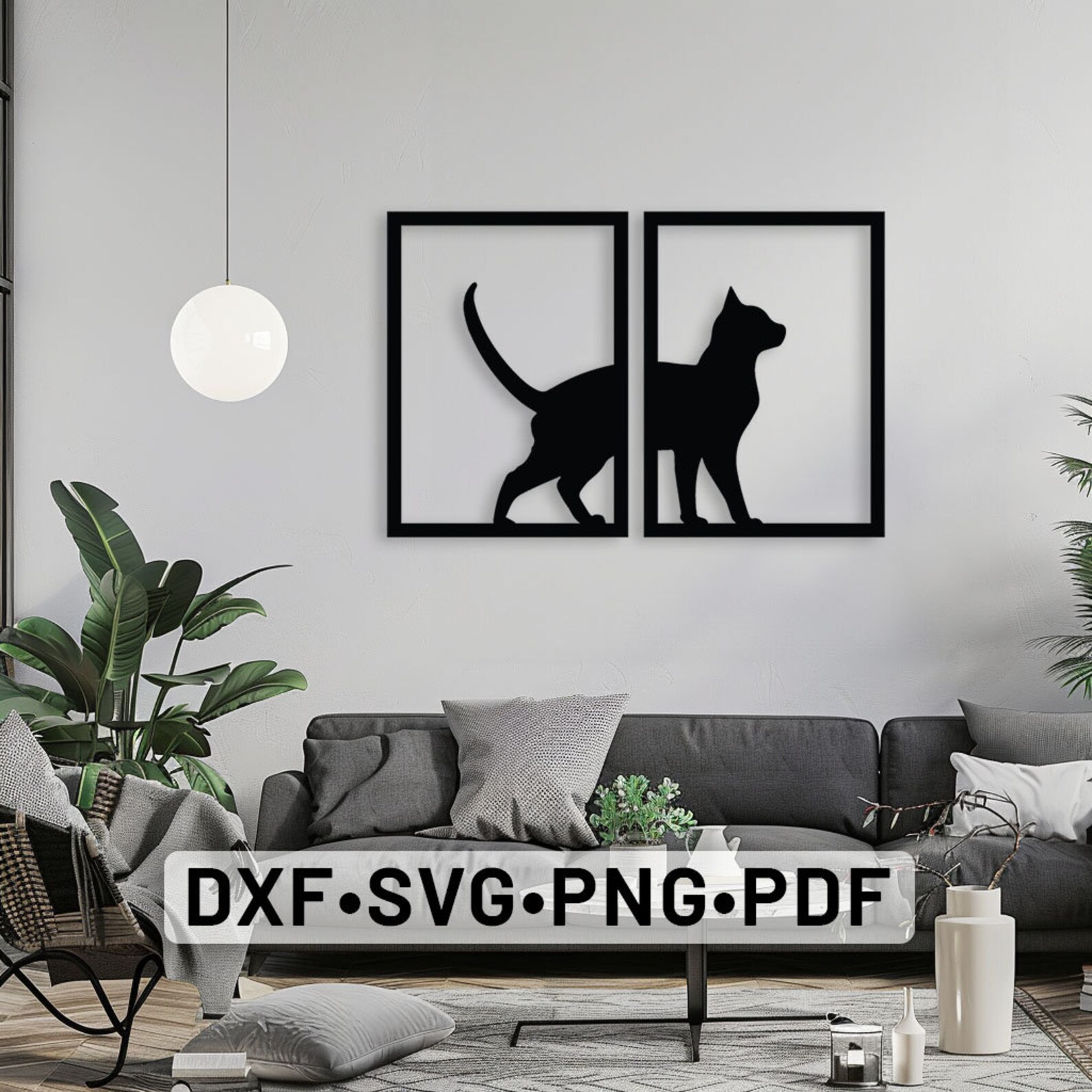 Wall Art Cat Laser Cut Vector Files, Cat Dxf, Cat Silhouette, Cat Svg ...