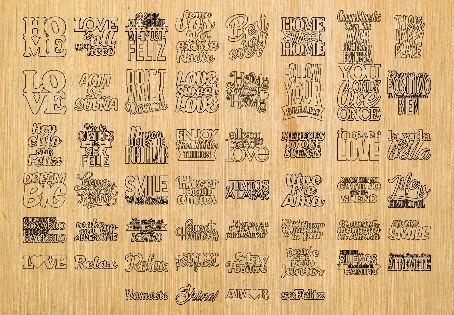 50 Quotes Laser Cut Bundle DXF CDR, Homde Decor Lase Cut File, Quotes ...
