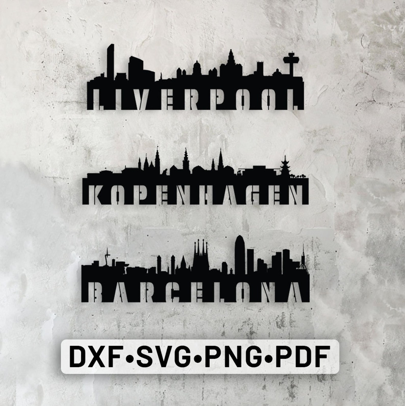 City Skyline Silhouette Wall Art Dxf Svg, Liverpool Dxf, Kopenhagen Dxf ...