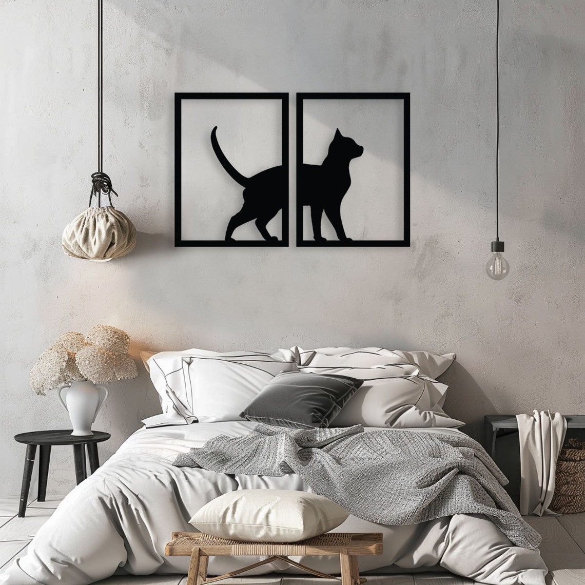 Wall Art Cat Laser Cut Vector Files, Cat Dxf, Cat Silhouette, Cat Svg ...