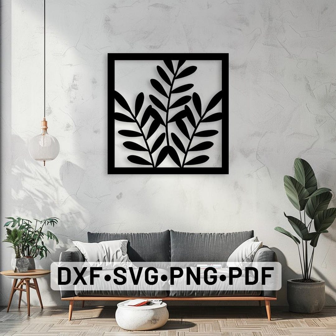 Botanical Leaf Wall Art DXF Leaf SVG, Leaves Silhouette Svg, Leaf Dxf ...