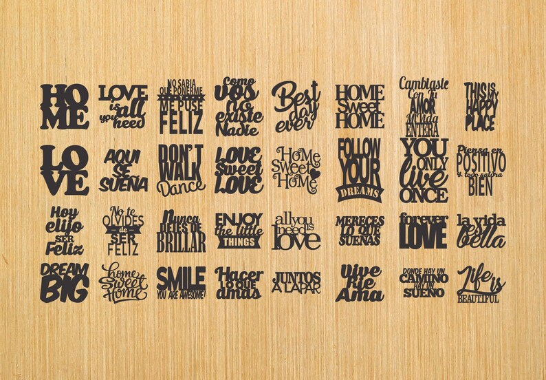 50 Quotes Laser Cut Bundle DXF CDR, Homde Decor Lase Cut File, Quotes ...