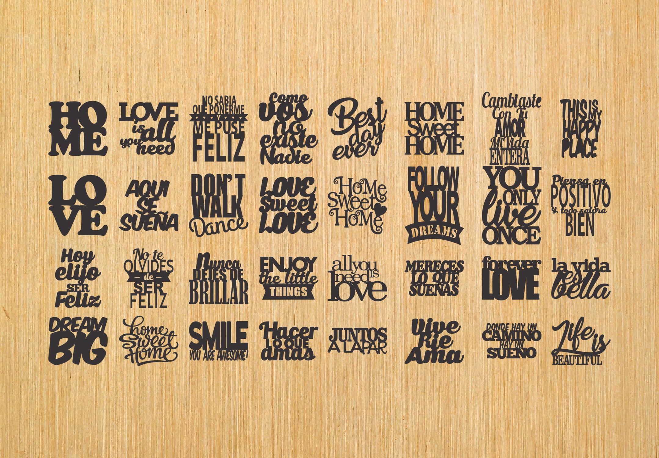 50 Quotes Laser Cut Bundle DXF CDR, Homde Decor Lase Cut File, Quotes ...