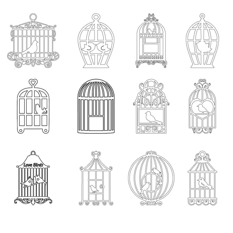 48 Bird Cage SVG DXF Silhouette Bundle, Cricut Cut Files - Etsy