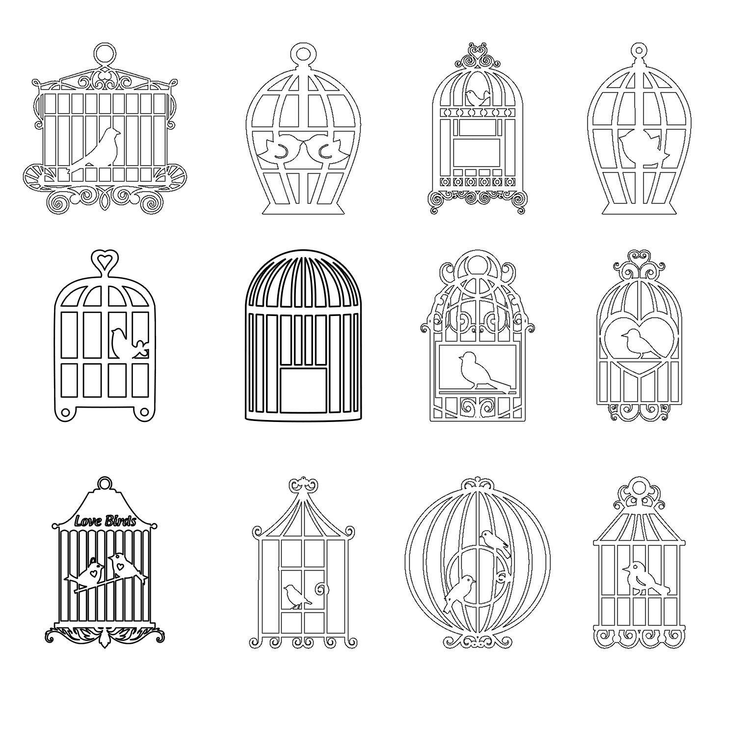 48 Bird Cage SVG Dxf Silhouette Bundle, Cages Svg Cut File, Bird Cage ...