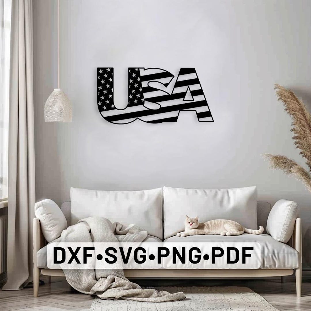 American Flag Dxf Svg Png Files, Wall Art Cut File for Cnc Plasma Laser ...
