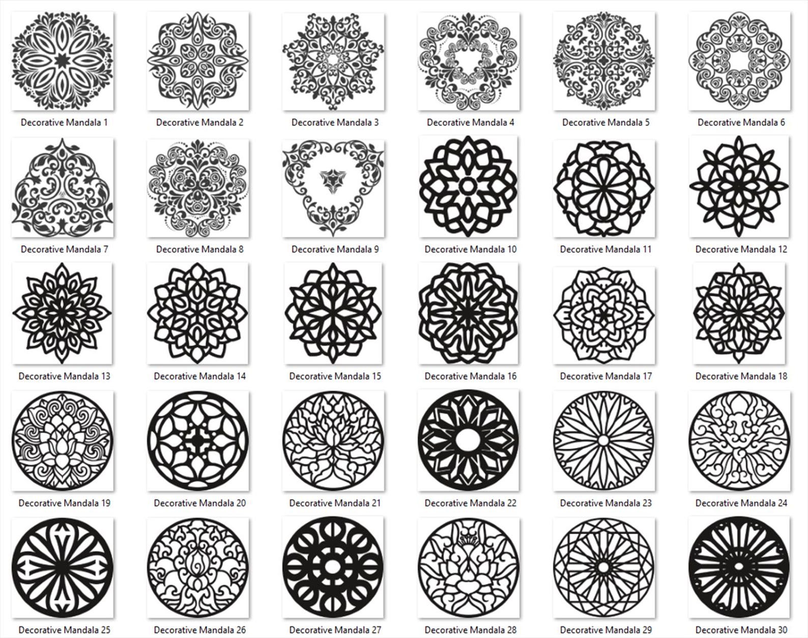 45 Decorative Mandalas Laser Cut Mandala PNG DXF File Bundle, Mandala ...