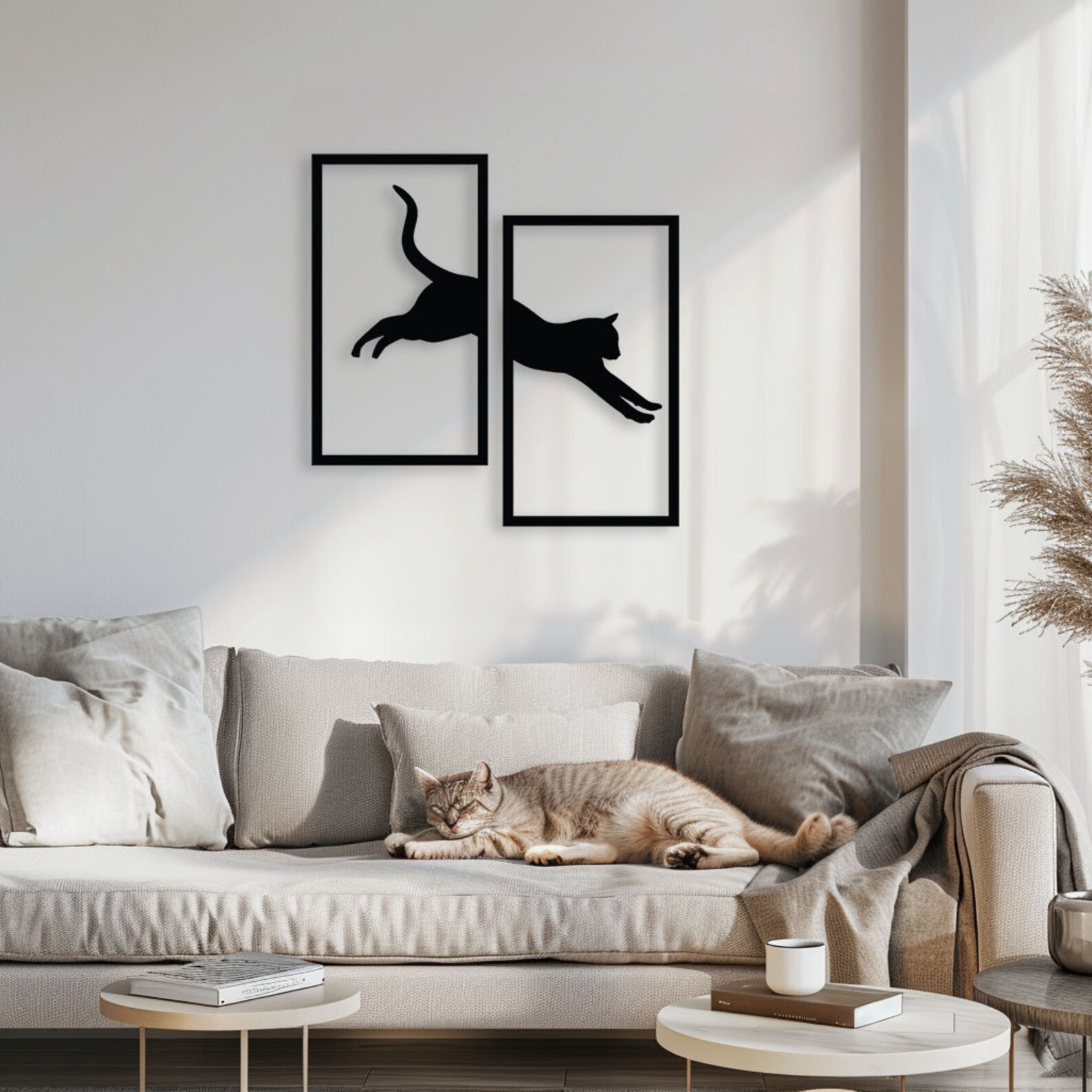 Wall Art Cute Cat Laser Cut Vector Files, Cat Dxf, Cat Silhouette, Cat ...