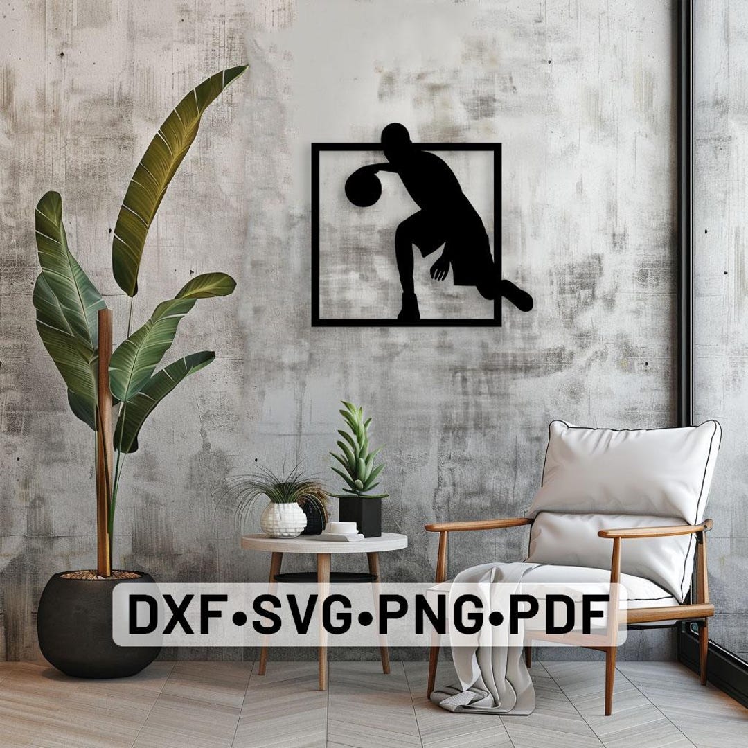 Basketball Player Svg Laser Cut Files Dxf, Basketball Laser Cut Wall ...