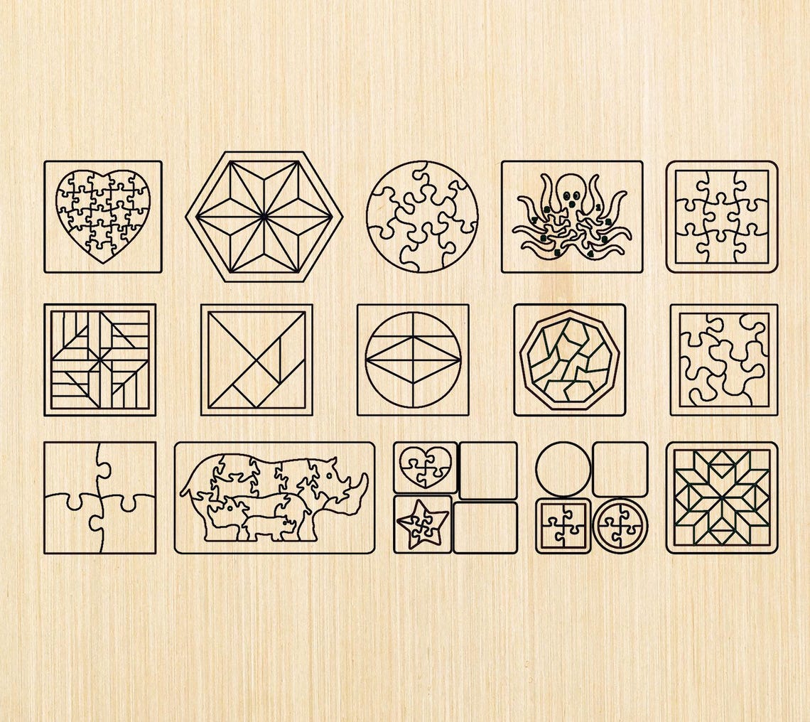 Geometry Puzzle Laser Cut Bunlde, Dxf Cnc Cdr Puzzle Toys Laser Cut ...