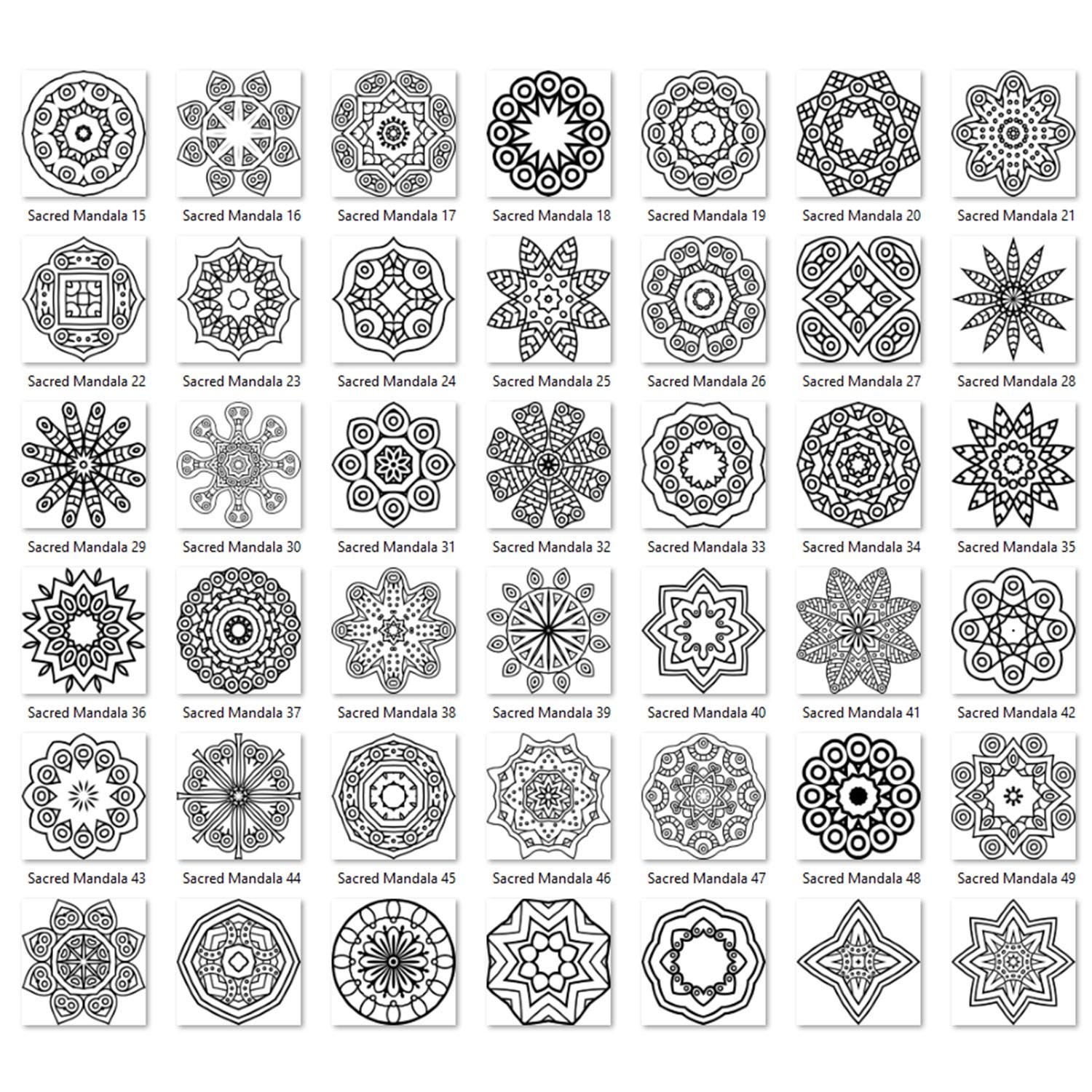 55 Sacred Mandalas Laser Cut Mandala PNG DXF File Bundle, Mandala ...
